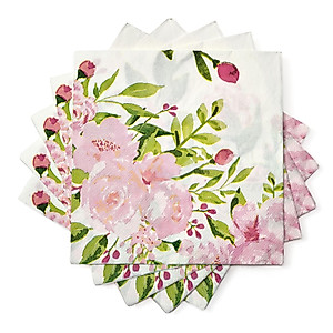 BLUE PANDA 150 Pack Pink Floral Paper Napkins, 13x13 Inches Flower Napkins, Ideal for Bridal Shower, Birthday & Spring Tea Party