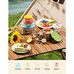 Stainless Steel Containers with Lids, 6 Pack Leakproof Stainless Steel Food Storage Containers, BPA Free, Metal Lunch Container Box, Nesting Snack Containers for Kids, Dishwasher Safe & Oven Safe