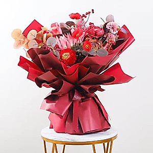 XICHEN 20 Sheets/Korean style waterproof Colors Flower Wrapping Paper,Florist Bouquet Paper,DIY Crafts,gift wrapping paper ouya paper58 x 58cm/22.8x 22.8 inch (Red)