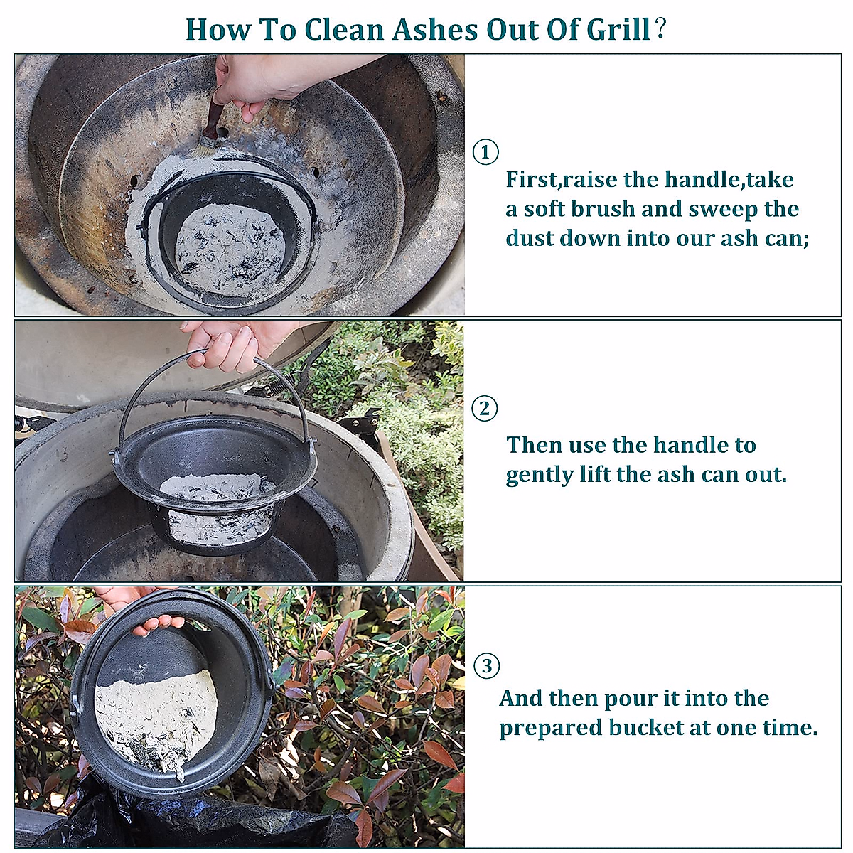 KAMaster Cast Iron Ash Can with Fire Grate for Large Big Green Egg