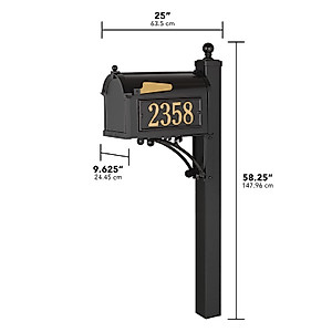 Whitehall Deluxe Streetside Mailbox Package,Black,Extra Large,70726