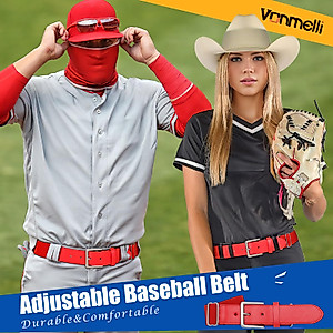 VONMELLI Baseball Belt Softball Belt Adjustable, Adult Baseball Uniform Belt Elastic for Men and Women Red