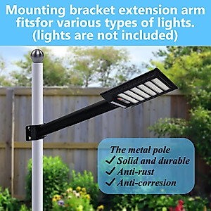 Light Pole Mount, Solar Lighting Mounting Bracket Extension Pole Kit, Wall Mounted Arm for Street Light, Barn Lamp, Post Tree （2 Pack Black）