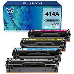 ONLYU 414A Toner Cartridge Compatible Replacement for 414A 414X 414 W2020A W2020X Used with Color Laserjet Pro MFP M479fdw M454dn M479fdn M454dw Printer Ink (Black Cyan Yellow Magenta, No Chip)