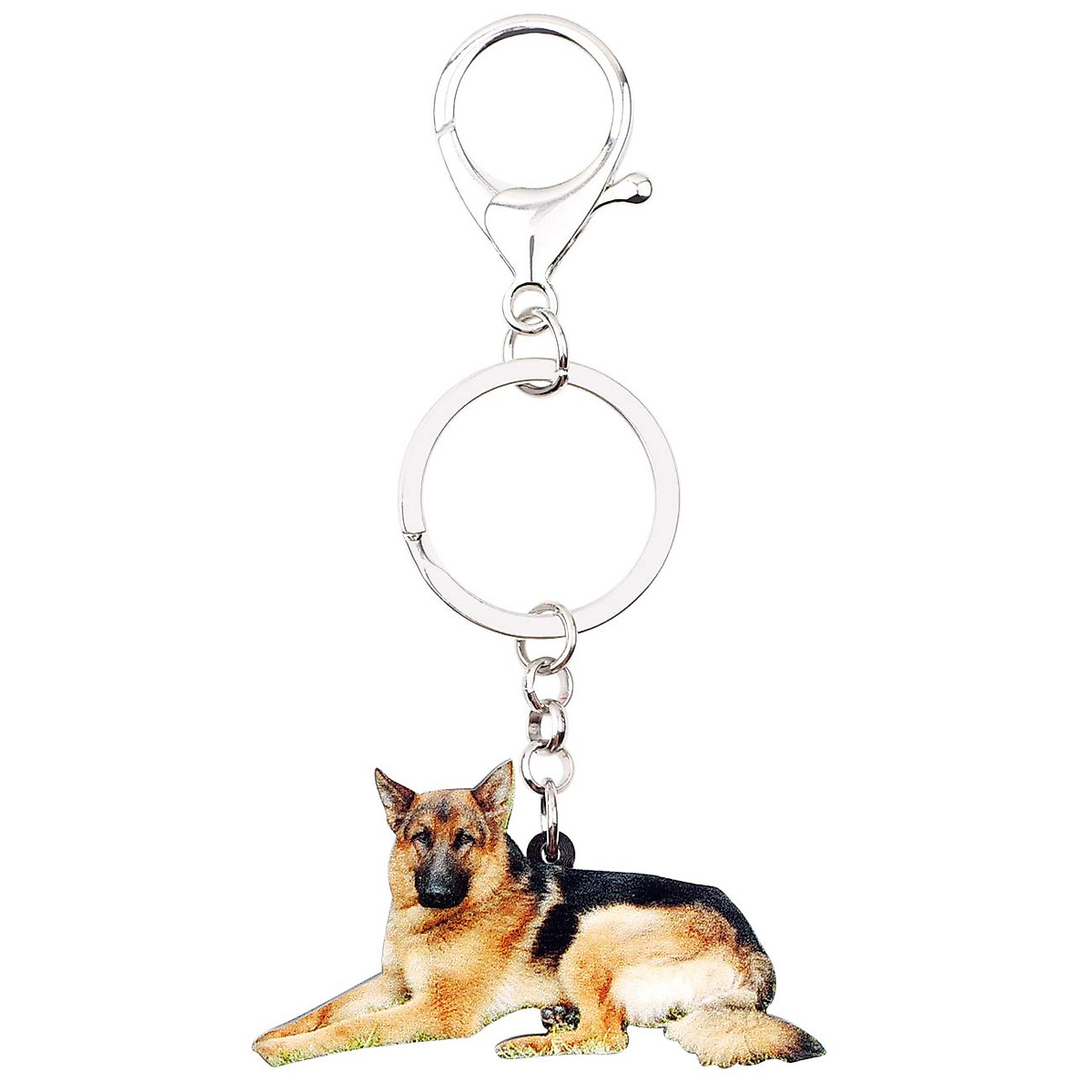 NEWEI Acrylic German Shepherd Dog Keychains Animal Purse Car Accessories For Women Girls Charms Pets Gift
