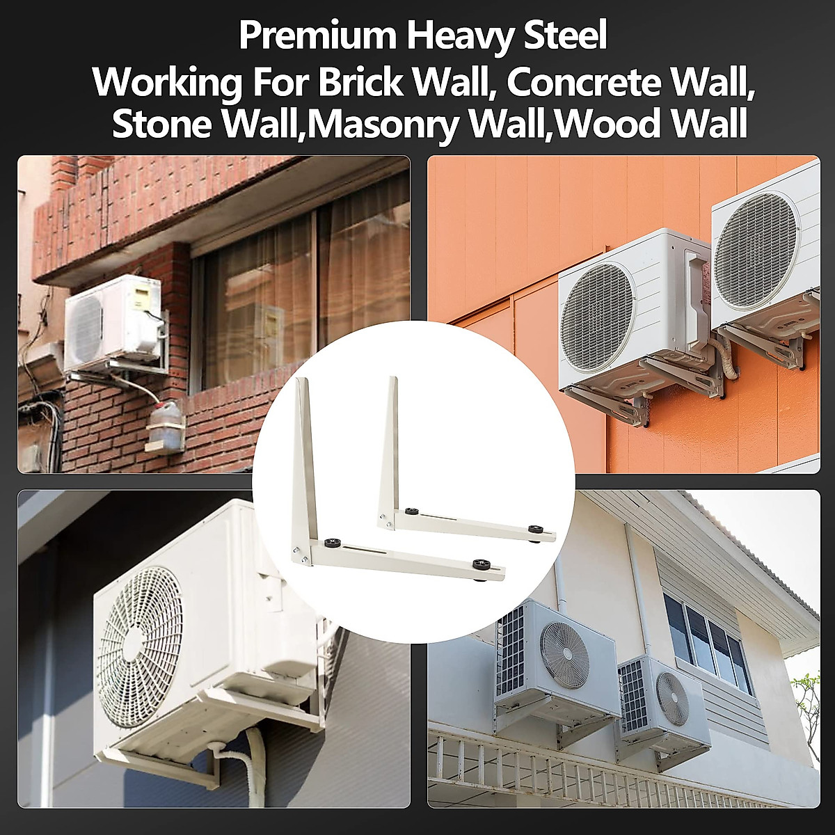 WeCooper Outdoor Split Air Conditioner Mount Bracket for 7000-18000BTU, Heavy-Duty Foldable Wall Mounting AC Bracket for Universal Ductless Mini Split Condensers Support up to 400LB