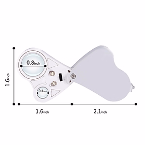 Jiusion Portable Lighted LED Illuminated Jewelry Magnifier 30X 60X Wearable Handheld Dual Lens Eye Loupe Magnifying Glasses Micro Microscope with Keychain and Lanyard