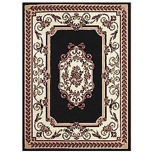 AllStar Rugs Black 5x7 Traditional Area Rug (5' 2" x 7' 1")