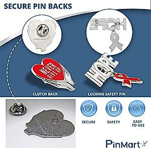 PinMart Heart Disease Awareness Enamel Lapel Pin – Gold Plated Glitter Red Dress Pin – Support Heart Health – Jewelry Brooch Pin with Secure Clutch Back