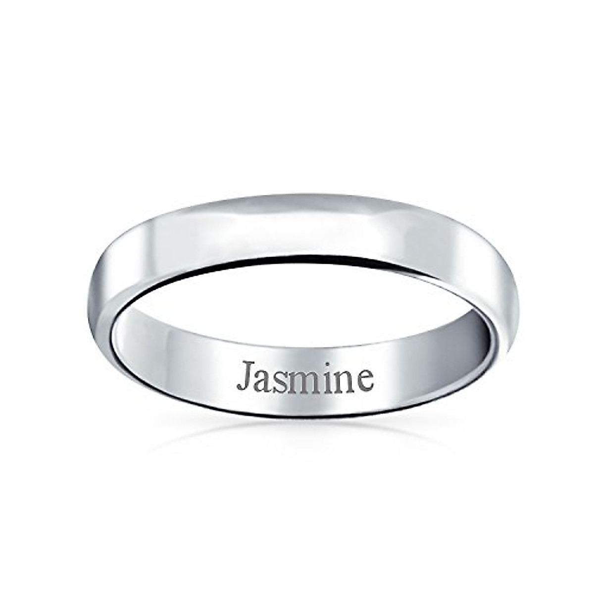 Bling Jewelry Minimalist Plain Simple .925 Sterling Silver Dome Couples Wedding Band Ring For Women For Men 4MM