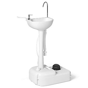 Giantex Portable Camping Sink with Soap Dispenser and Towel Holder, 19L Water Capacity with Rolling Wheels and Foot Pump for Outdoor Events, Gatherings, Camping, Portable Hand Wash Basin Stand