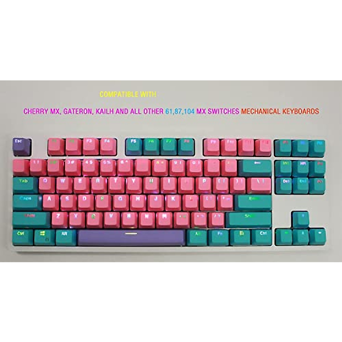 61 PBT Keycaps Tkl 87 Backlit PBT Keycap Set with Puller OEM Profile US Layout for DIY MX Switches 60%/61/87 TKL/104 RGB Mechanical Gaming Keyboard