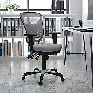 Flash Furniture Nicholas Mid-Back Gray Mesh Multifunction Executive Swivel Ergonomic Office Chair with Adjustable Arms
