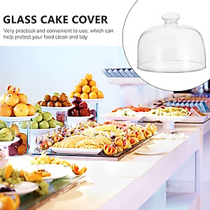 BESPORTBLE Glass Cake Dome Glass Round Cake Cover Food Plate Lid Clear Dust- Proof Cover for Home Baking Cake Dessert Display Platter Cover