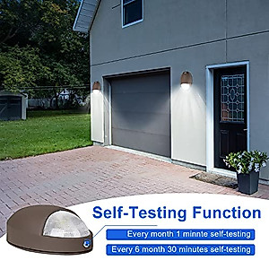 LED Emergency Wall Pack Light with Battery Backup and Photocell,Self Test Diagnostics Commercial Outdoor Aluminum Wall Pack Emergency Light, 12W 120-277V AC, IP65 Waterproof UL Listed(6-Pack)