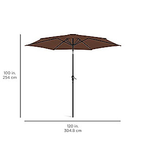 Best Choice Products 10ft Outdoor Steel Polyester Market Patio Umbrella w/Crank, Easy Push Button, Tilt, Table Compatible - Brown