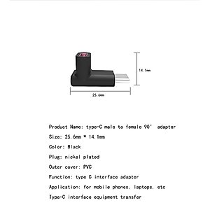 90 Degree Right Angle Type-C Male to Type-C Female Adapter 100W 40G,up and Down 90 Degree Type-c Plug to Jack Expansion Adapter is Suitable for Notebook Computers, Tablet Computers and Mobile Phones