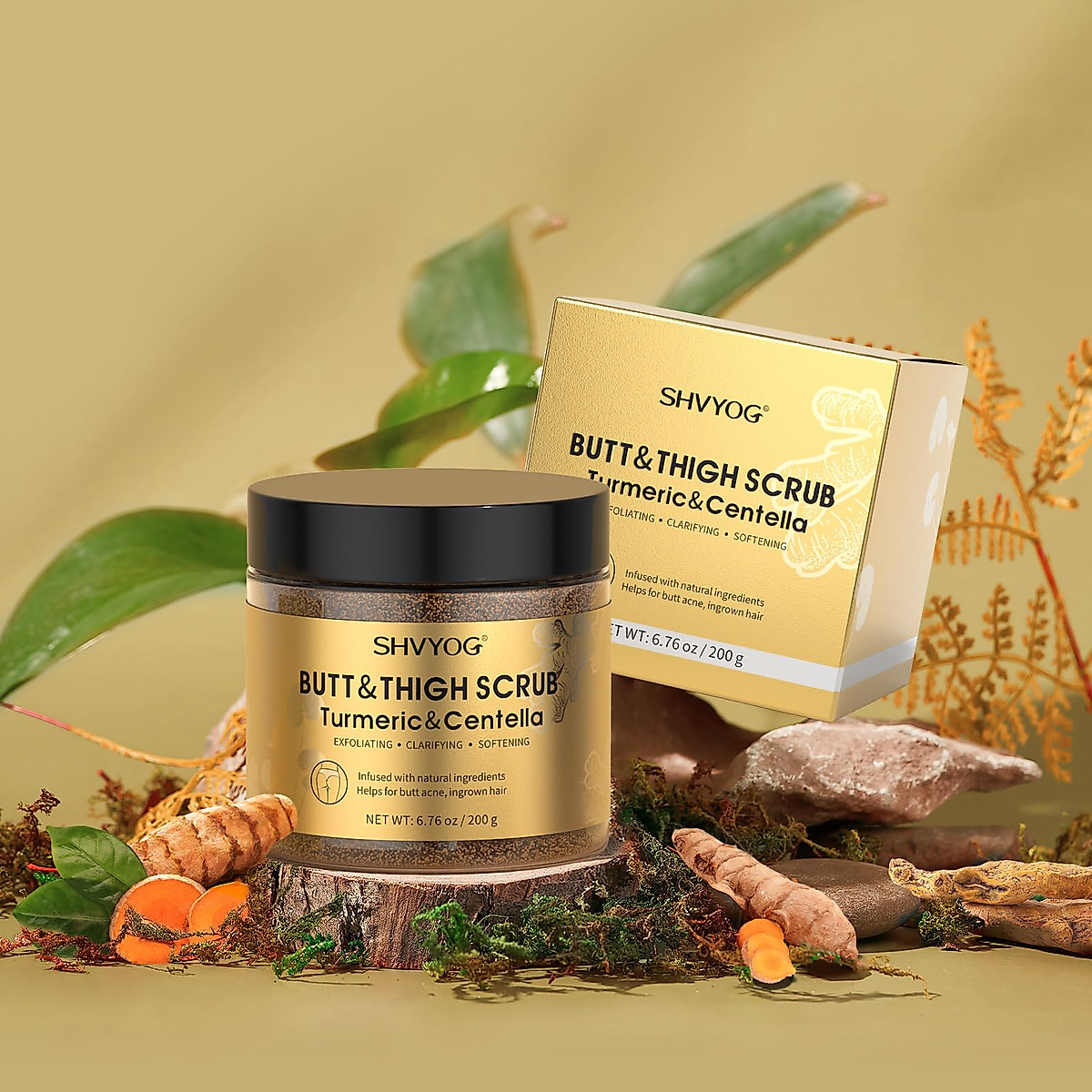 Butt Scrub Wash, Butt Scrub Exfoliator with Turmeric & Centella for Butt Acne Clearing Treatment, Booty Scrub Body Exfoliator for Thigh Acne, Ingrown Hair, Bikini, Razor bump, Cellulite Clearing