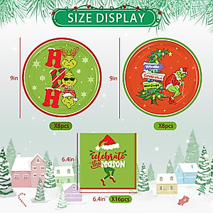 Christmas Party Plates and Napkins Table Decorations - 32 Pack Christmas Paper Plates Party Decorations Dinnerware Set for Xmas Holiday Birthday Baby Shower Party Favors, Serve 16