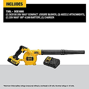 DEWALT 20V MAX* Blower for Jobsite Kit, Compact (DCE100M1)