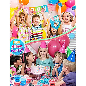 20 FL OZ Premade Slime, 2 Pack Big Slime Bucket with Jelly Cube, Glimmer Crunchy Slime Stretchy and Non-Sticky, Slime Kits Include 10 Sets Add-ins, Party Favors for Kids, Sensory Toy Stress Relief