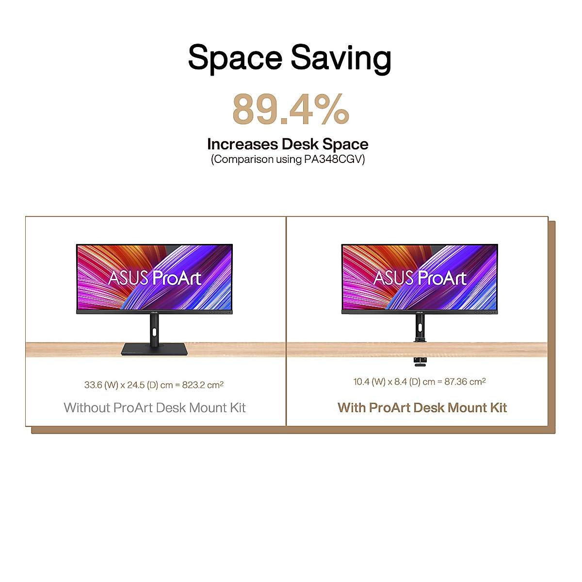 ASUS ProArt Desk Mount Kit (ACL02) – Supports Most 24” to 34” Proart Displays, C-Clamp, Mounting Base, Ergonomic Adjustments, Clean Desk Setup, Free Up Desk Space, Quick and Easy Set-up, Minimal