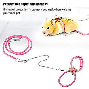 SALUTUYA Small Animal Harness Leash, Squirrel Traction Rope Adjustable Hamster Harness Lightweight for Sugar Glider Squirrel Hedgehog(Pink)