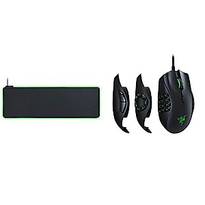 Razer Goliathus Extended Chroma Gaming Mousepad, Classic Black & Naga Trinity Gaming Mouse: 16,000 DPI Optical Sensor - Chroma RGB Lighting - Interchangeable Side Plate