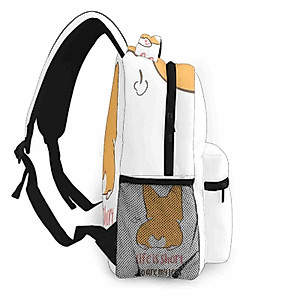 Imiss Welsh Corgi Backpack for Girls Boys with Multi-Pockets | School Bookbag Daypack Travel Bag
