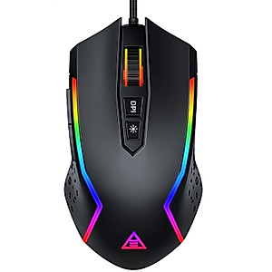 EKSA Gaming Mouse, Computer Mouse with 7 Programmable Buttons, Wired Gaming Mice with Chroma RGB 6 Backlit & Adjustable 8000DPI for Windows PC Gamers