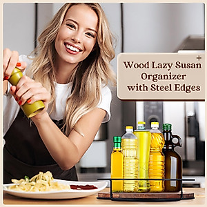 Wesiti 6 Pack Lazy Susan Organizer 9 Inch 10 Inch Wood Lazy Susan Turntable with Steel Edges 360 Degree Kitchen Countertop Organizer for Cabinet Pantry