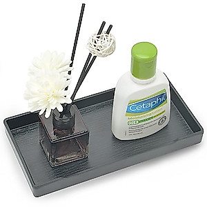 Modern Bathroom Vanity Tray, Small Black Tray 8 inch, Rectangle Kitchen Sink Tray, Soap Tray Sponge Holder for Kitchen Bathroom Counter, Decorative Tray for Makeup, Jewellery, Keys, Watch, Glasses