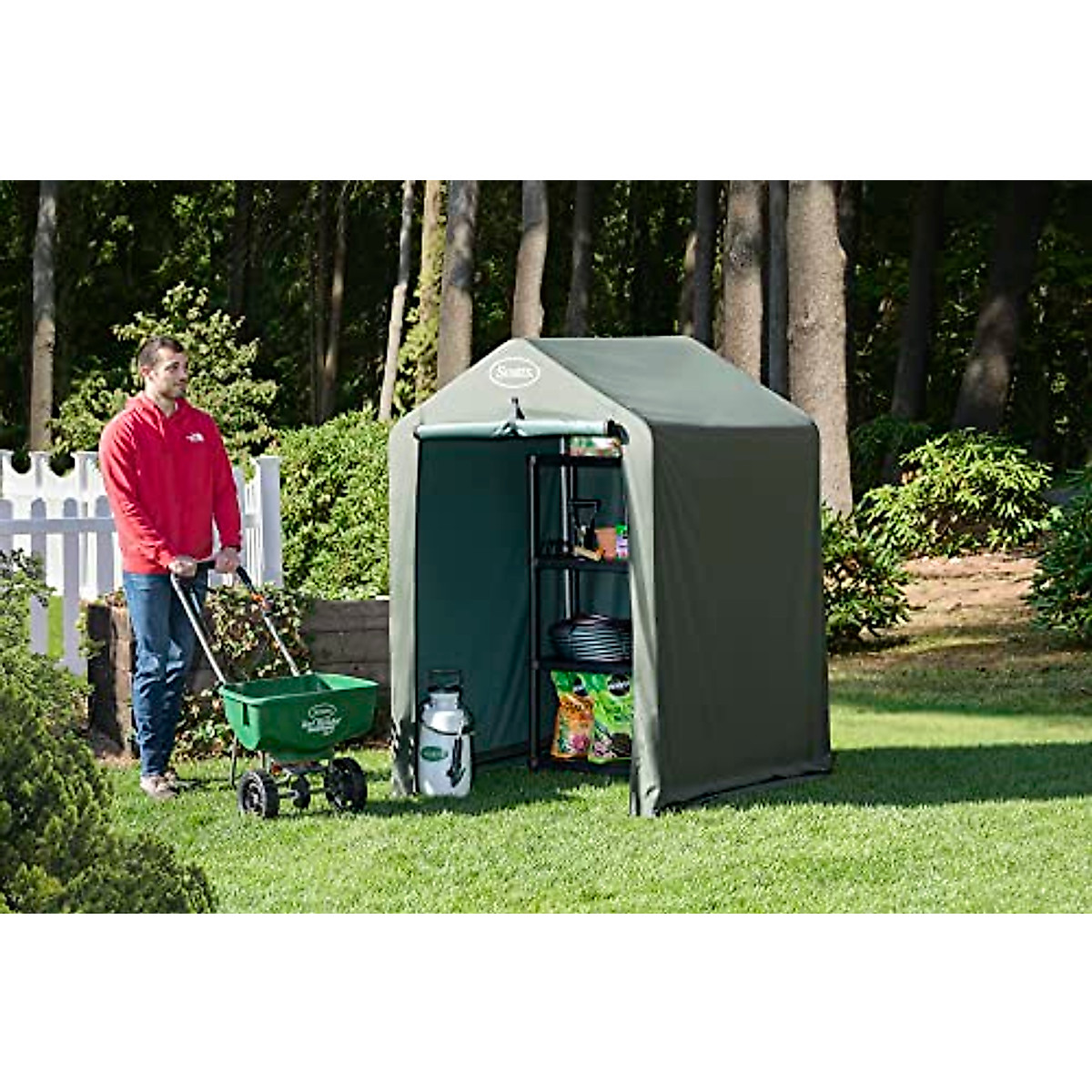 Scotts 4' x 4' x 6' Water-Resistant Pop-Up Deck and Garden Storage Shed Kit