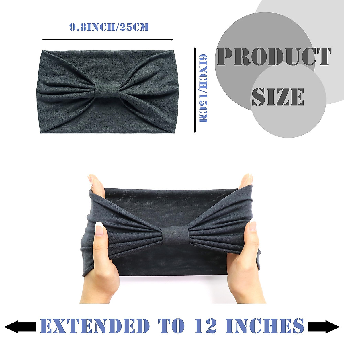 FULZTEY Wide Headbands for Women Neutral Head Band Extra Soft Hairbands Elastic Yoga Workout Hair Wraps White Turban Thick Knotted Bandanas Trendy Hair Accessories for Adult Teenager 4pcs