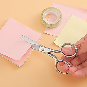HALO FORGE Round Tip Sewing Scissors: Small Safety Sharp Tiny Fabric Scissors, 4.75 Inches Silver Stainless Steel Shears for Cutting Yarn Thread Embroidery knitting Needlework Cross Stitching