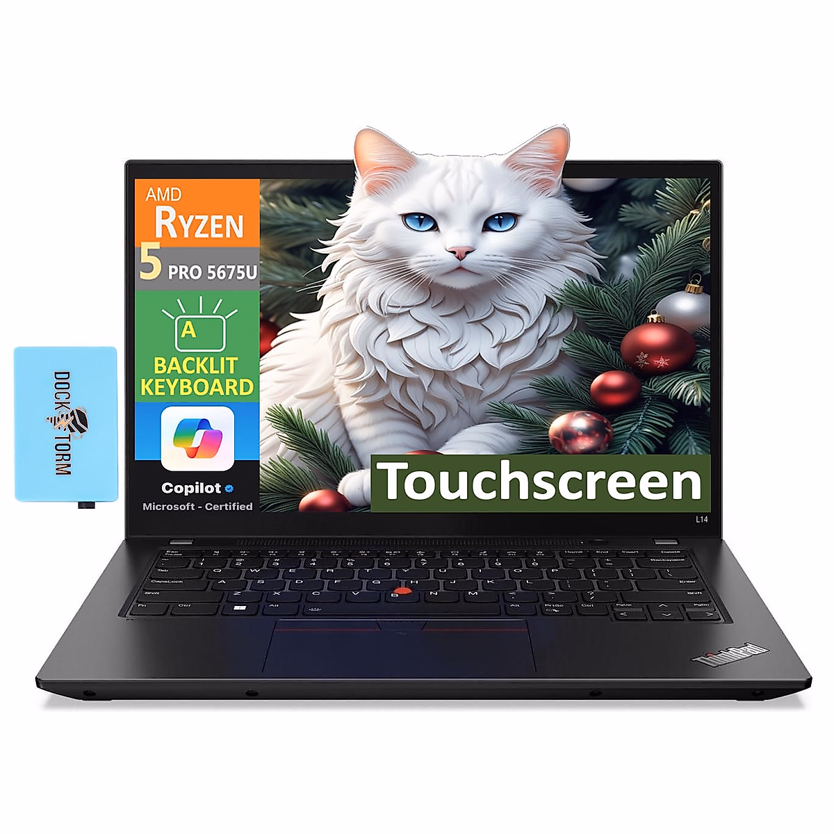 Lenovo ThinkPad L14 14.0" 60Hz Touchscreen FHD IPS Business Laptop (Intel i5-1135G7 4-Core, 32GB RAM, 1TB PCIe SSD, Intel Iris Xe, Killer WiFi 6E, Bluetooth 5.3, Webcam, HDMI, Win 10 Pro) with Hub