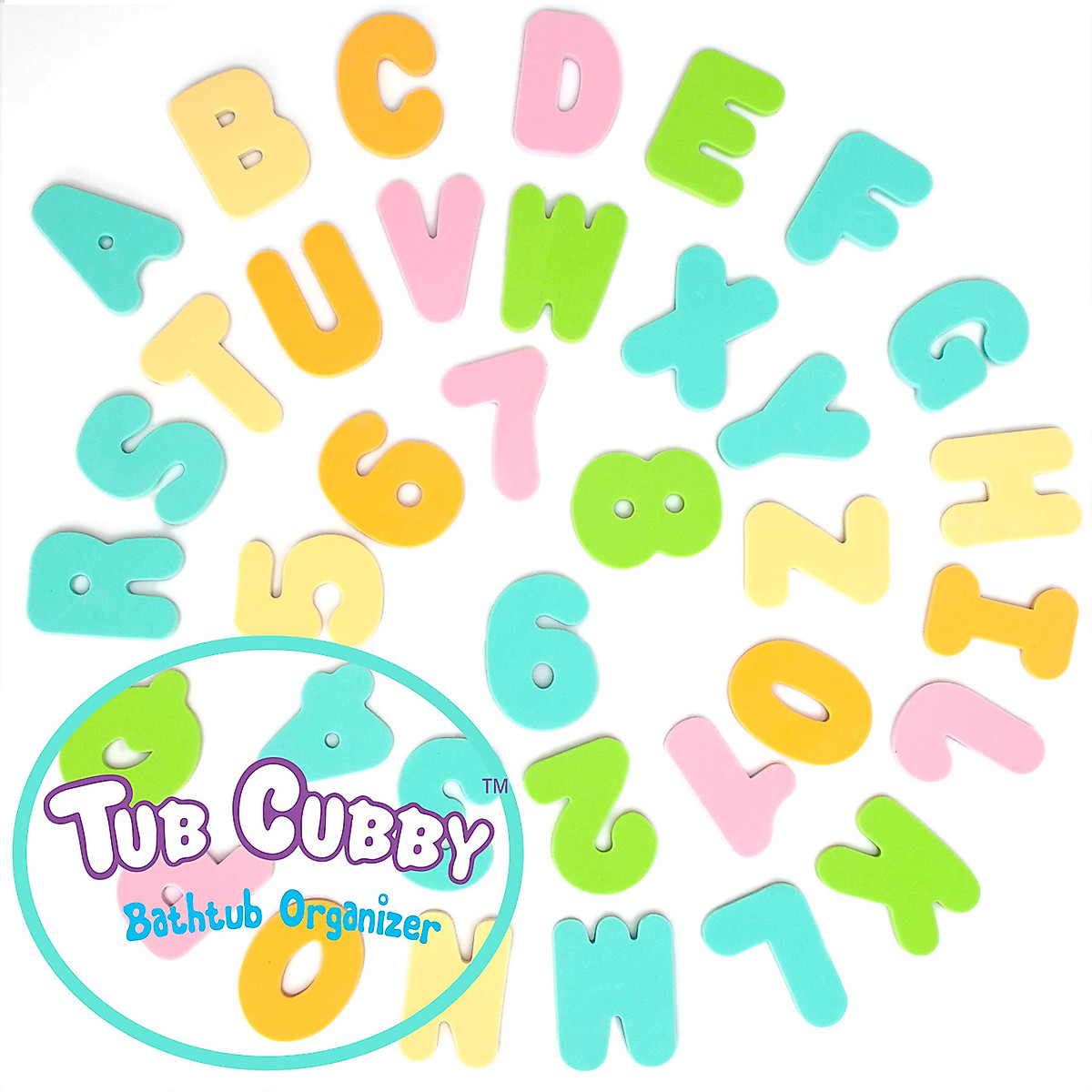 Tub Cubby Safe & Soft ABC 123 Foam Bath Letters & Numbers - Magically Stick On Wet Walls + Bonus Rubber Duck | Spell & Count Educational Alphabet Kids Bathtub Play Set - Extra 44 Pack