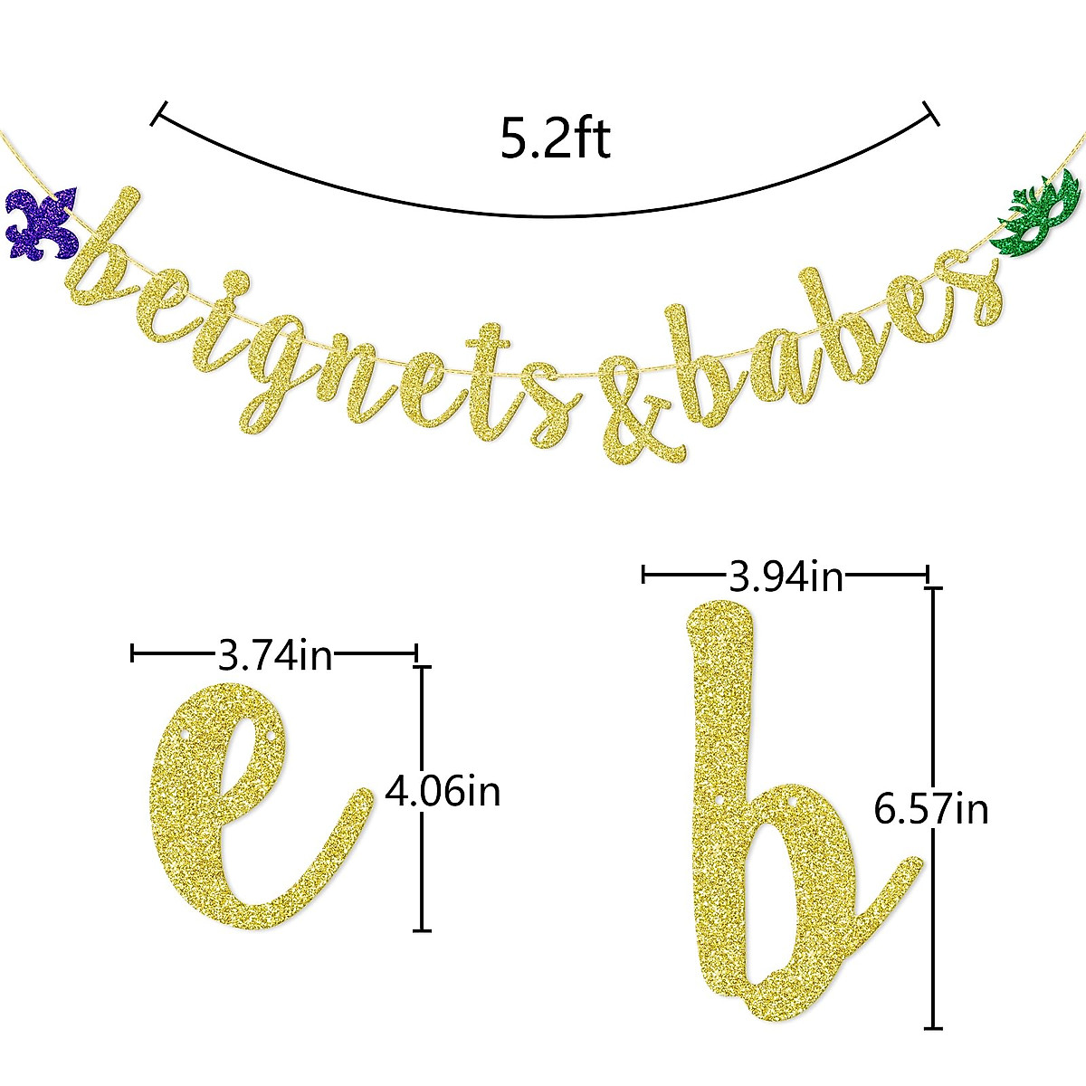 Beignets & Babes Banner, Nola Bachelorette Party Decorations, New Orleans Bachelorette Decorations, Pre-Strung Supplies for Beignets and Besties, Bridal Showers, Gold Glitter