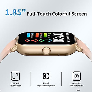 Smart Watch with Bluetooth Call (Answer/Make Call), 1.85" Ultra Large HD Screen, 100+ Sports Mode 2023 Smart Watches for Men Women, IP68 Waterproof Fitness Tracker with Heart Rate Sleep Monitor, Pink