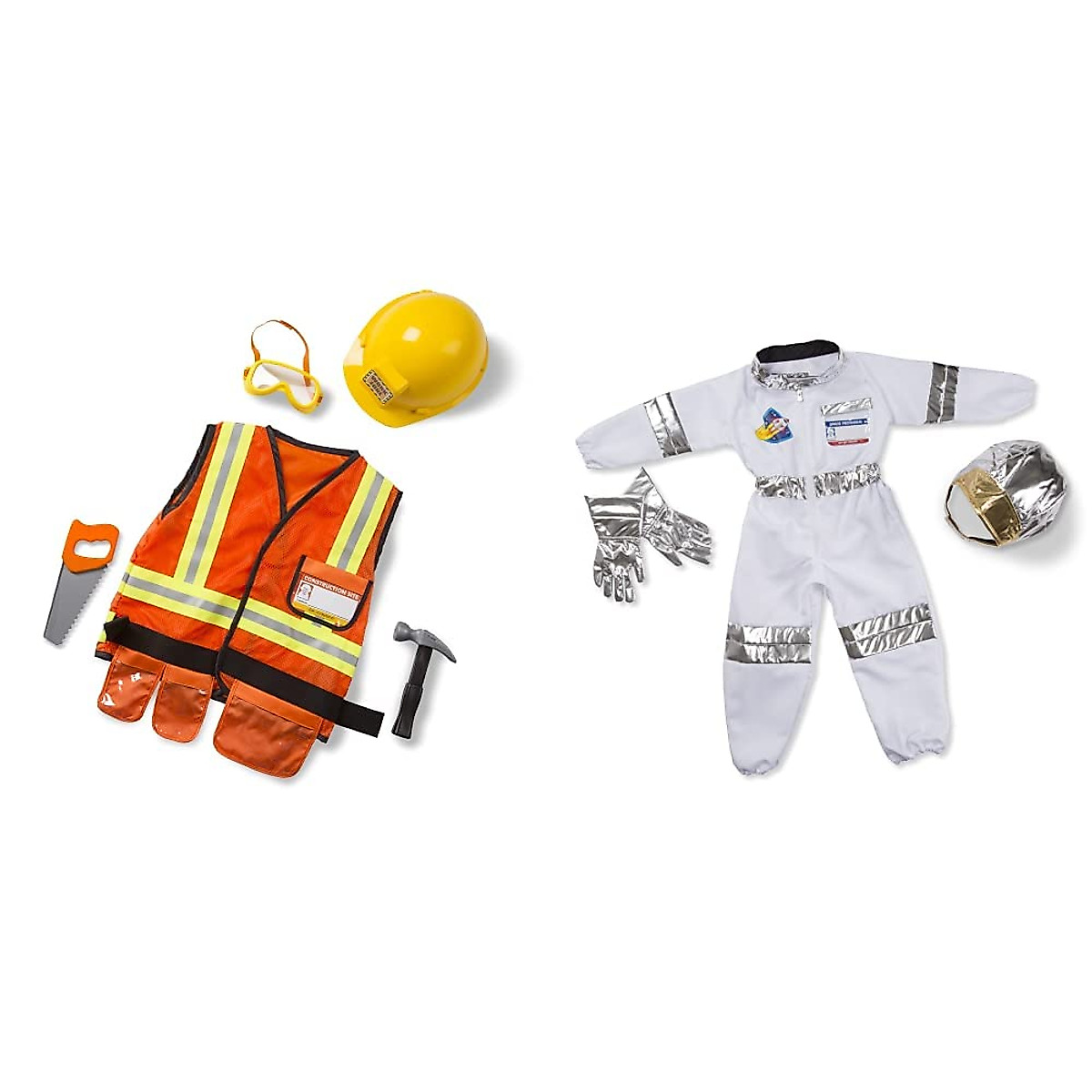 Melissa & Doug Construction Worker Role Play Costume Dress-Up Set (6 pcs) Frustration-Free Packaging & Astronaut Role Play Set