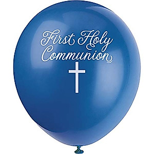 Fancy Cross First Holy Communion Latex Balloons I Blue I 8 Pcs.
