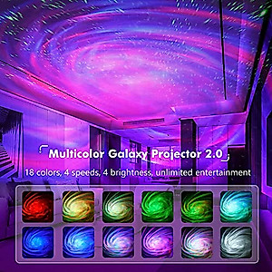 RHM Galaxy Projector 2.0 Galaxy Star Projector Night Light with Remote Control & Bluetooth Music Speaker for Kids Teen Adults Gift, for Bedroom, Ceiling, Party, Room Decor - Black