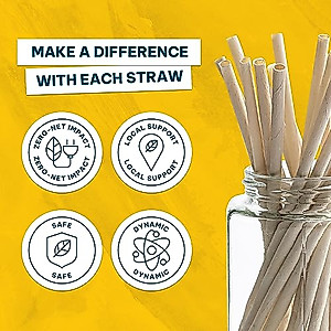 EQUO Coconut Straws, Disposable, Biodegradable, Compostable, and Plastic-Free Drinking Straws, Pack of 50, Standard