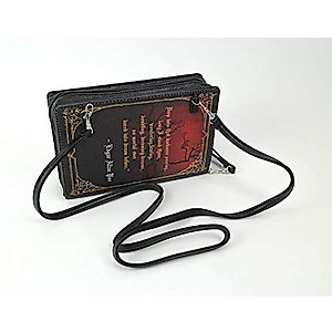 Black Vinyl The Raven Book Handbag Novelty Clutch Purse Crossbody Bag Edgar Allen Poe One Size