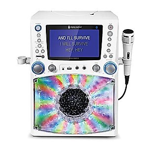 Singing Machine STVG785BTW Bluetooth Karaoke Machine with Disco Lights, White.