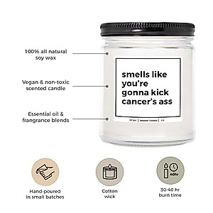 YouNique Designs Strength Gifts for Cancer Patients 8oz Candle - Thoughtful Gifts for Cancer Patients - Cancer Gifts for Women, Cancer Gifts for Men, Gift for a Cancer Patient (Mahogany Teakwood)