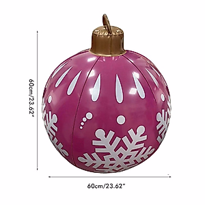 24 Inch Inflatable Christmas Ball Giant PVC Christmas Ball Ornaments Outdoor Large Xmas Christmas Blow up Yard Decorations for Outside Holiday Lawn Porch Decor (G)