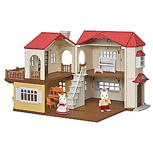 Calico Critters Red Roof Grand Mansion Gift Set, Dollhouse Playset with 3 Figures, Furniture, Vehicle and Accessories