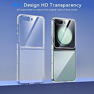 Vizvera for Samsung Galaxy Z Flip 5 Clear Case, Built-in Screen Protector HD Clearly Case Shockproof Full Body Protection Anti-Scratch Phone Case for Galaxy Z Flip 5 5G (2023)-Clear