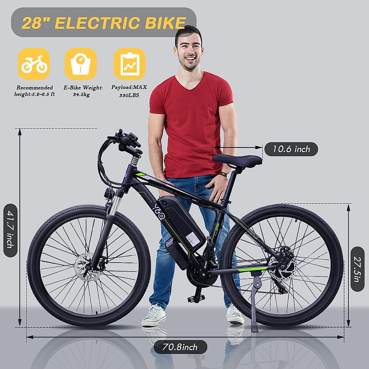Y&Q Electric Bike for Adults, 750W Ebike, 27.5'' Electric Mountain Bike, 32MPH 48V 13AH Battery Electric Bicycle, LCD Display, Shimano 7, Phone Mount with USB Port for Mountain Beach Snow Commute